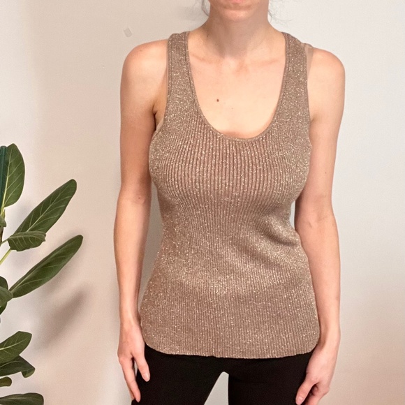 Maurices | Tops | Metallic Gold Ribbed Tank Top | Poshmark